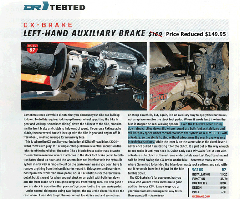 Ox-Brake, Motorcycle Braking System, Left Hand Rear Brake Dirt Bike