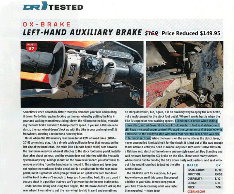 Ox-Brake, Motorcycle Braking System, Left Hand Rear Brake Dirt Bike